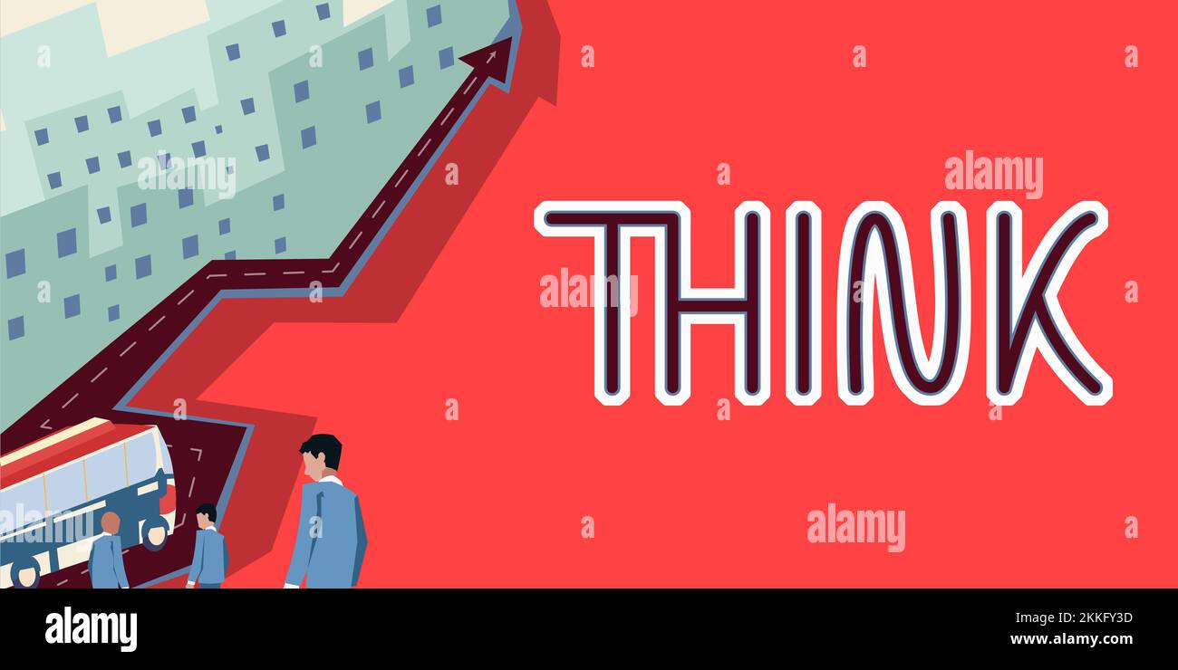 Conceptual caption Think. Business concept direct ones mind towards ...