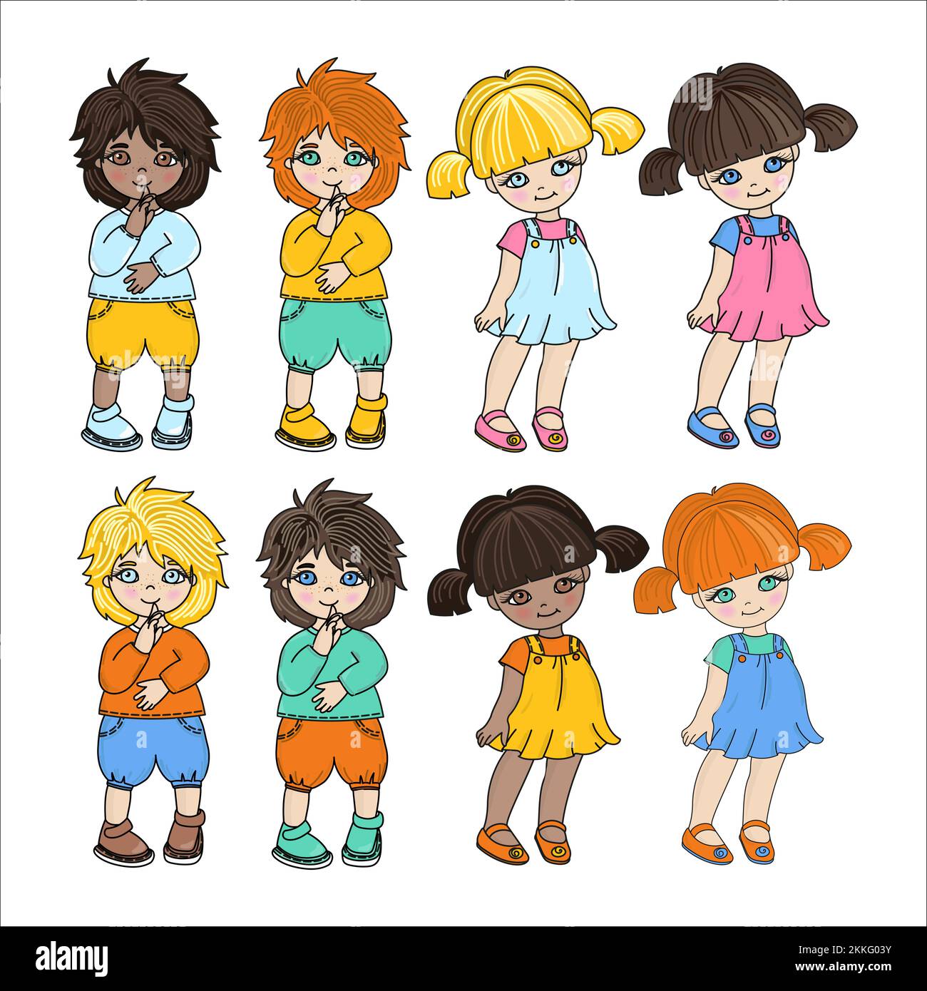 KID CHARACTERS Children Girls And Boys Cartoon Clip Art Vector ...