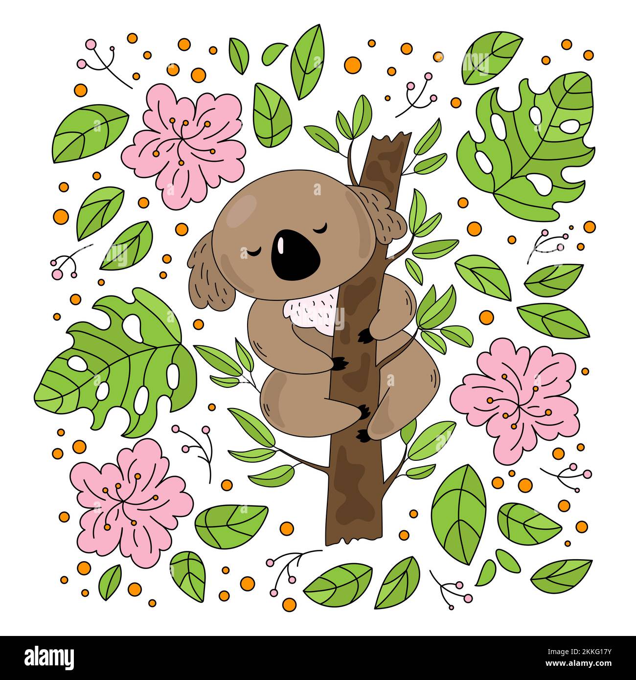 KOALA GARDEN Australian Forest Animal Bear Cartoon Flower Fairy Tale ...