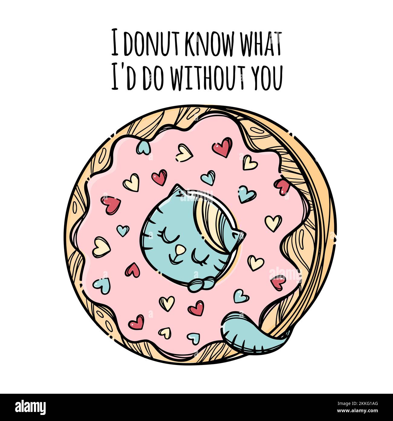 KITTEN IN DONUT Cute Cat Stuck His Head In Donut Sweet Valentine Day ...