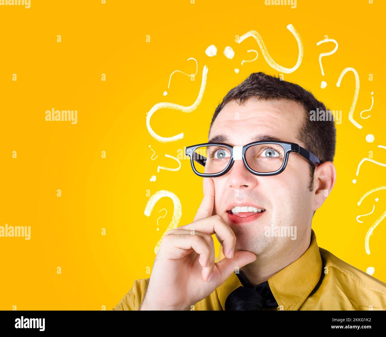 Inquisitive dorky male troubleshooting problem when thinking with look ...