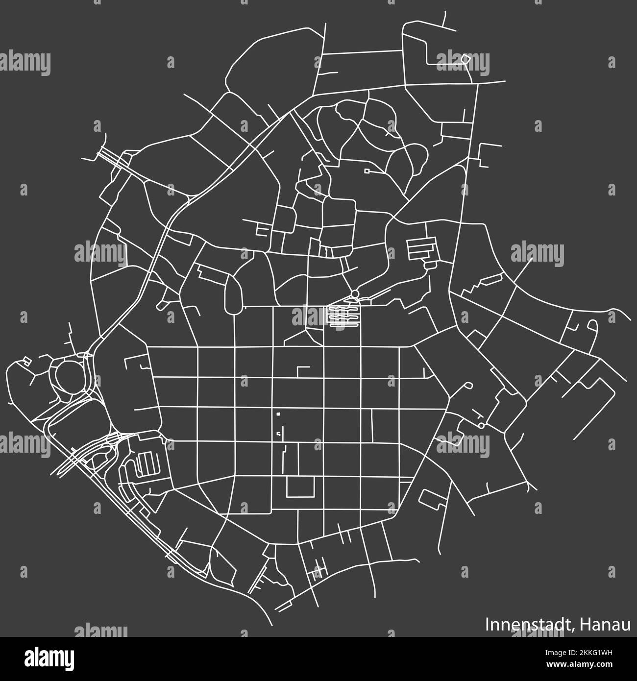 Street roads map of the INNENSTADT MUNICIPALITY, HANAU Stock Vector ...