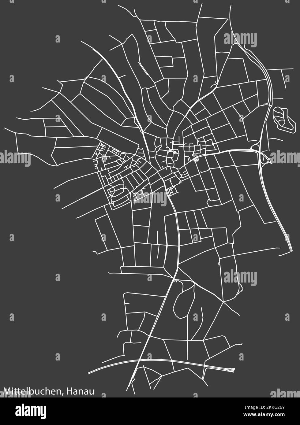 Detailed navigation black lines urban street roads map of the ...