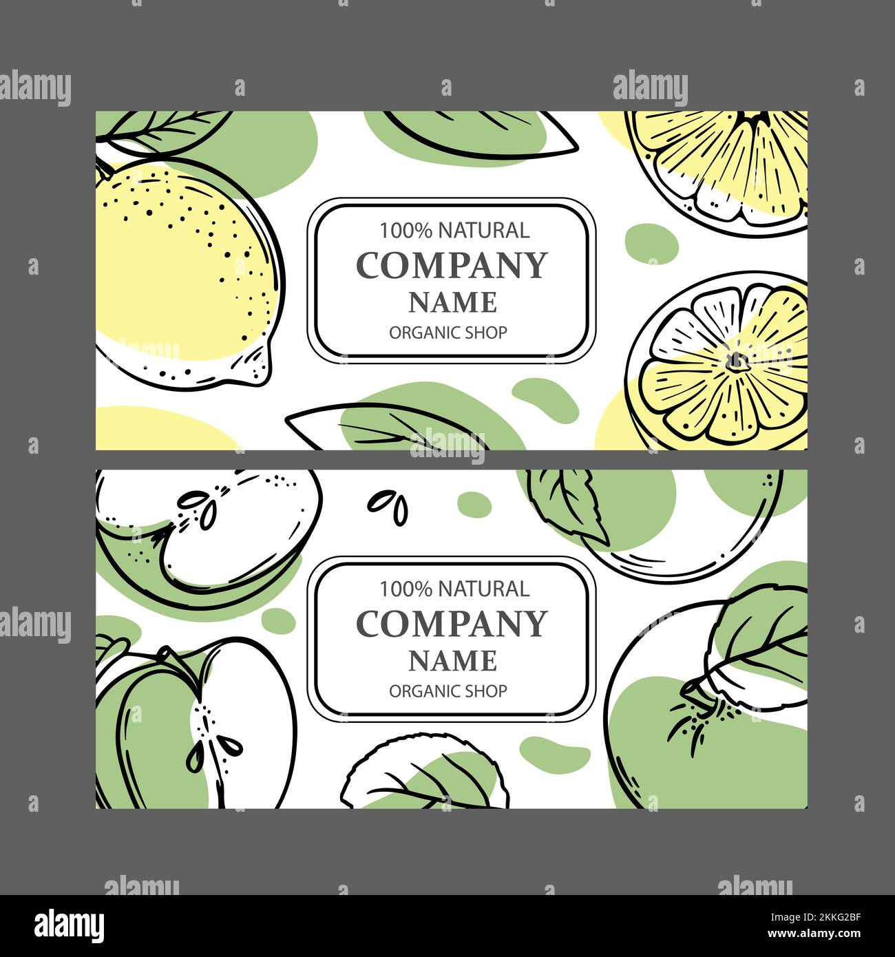 LEMON GREEN APPLE LABELS Design Of Stickers For Shop Of Organic Natural ...