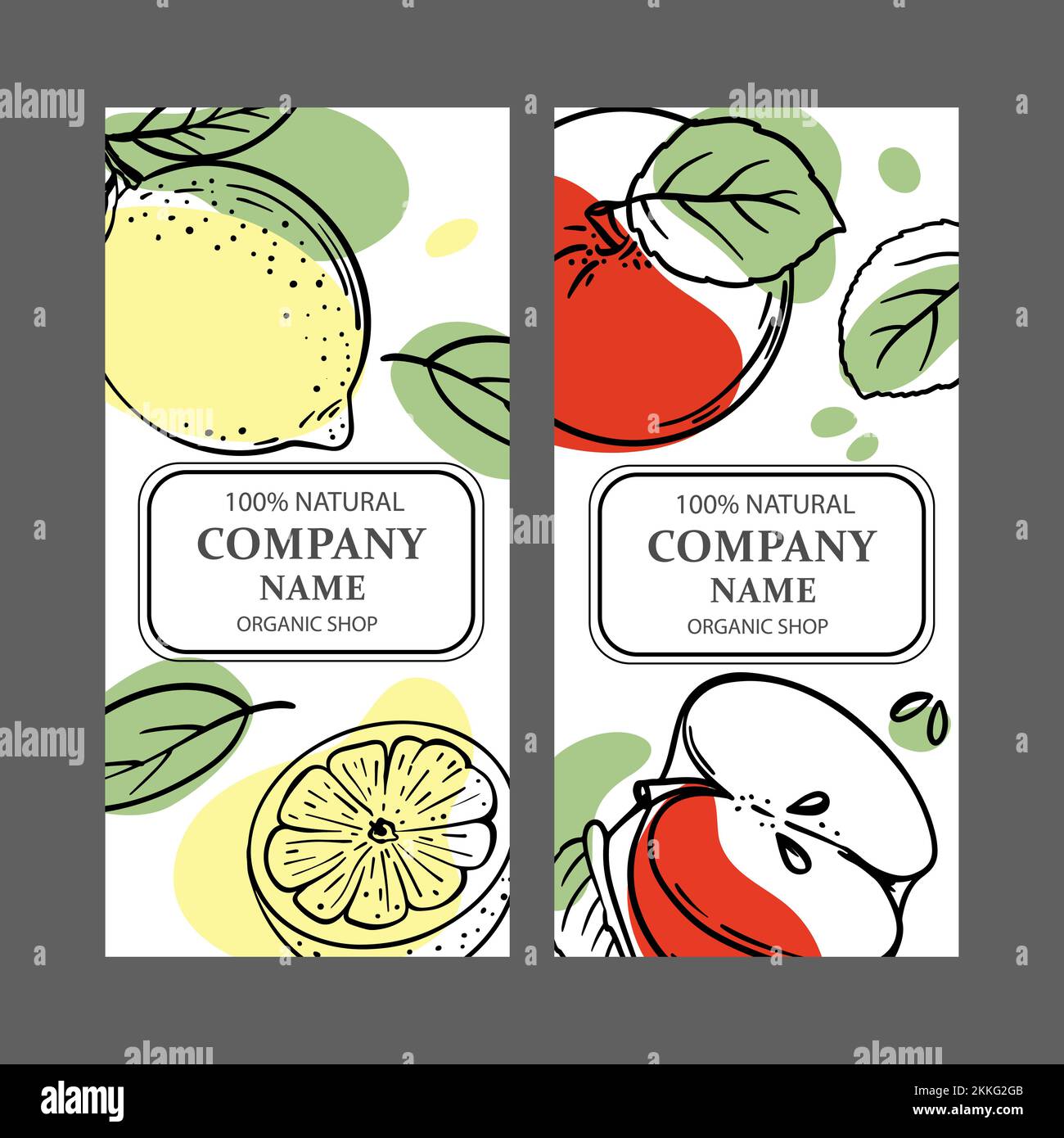 LEMON APPLE LABELS Design Of Stickers For Shop Of Organic Natural Fresh ...