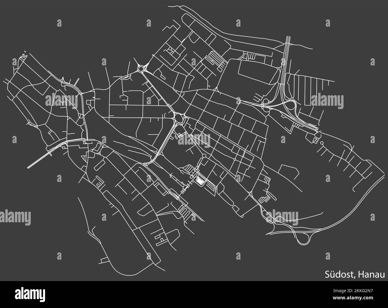 Street roads map of the SÜDOST MUNICIPALITY, HANAU Stock Vector Image ...
