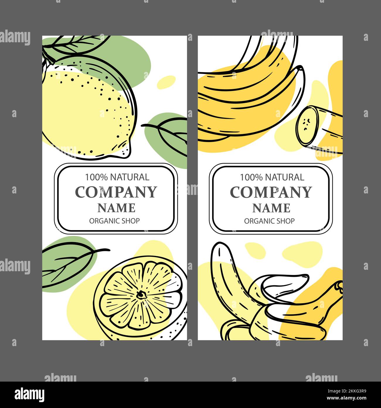 LEMON BANANA LABELS Design Of Stickers For Shop Of Organic Natural ...