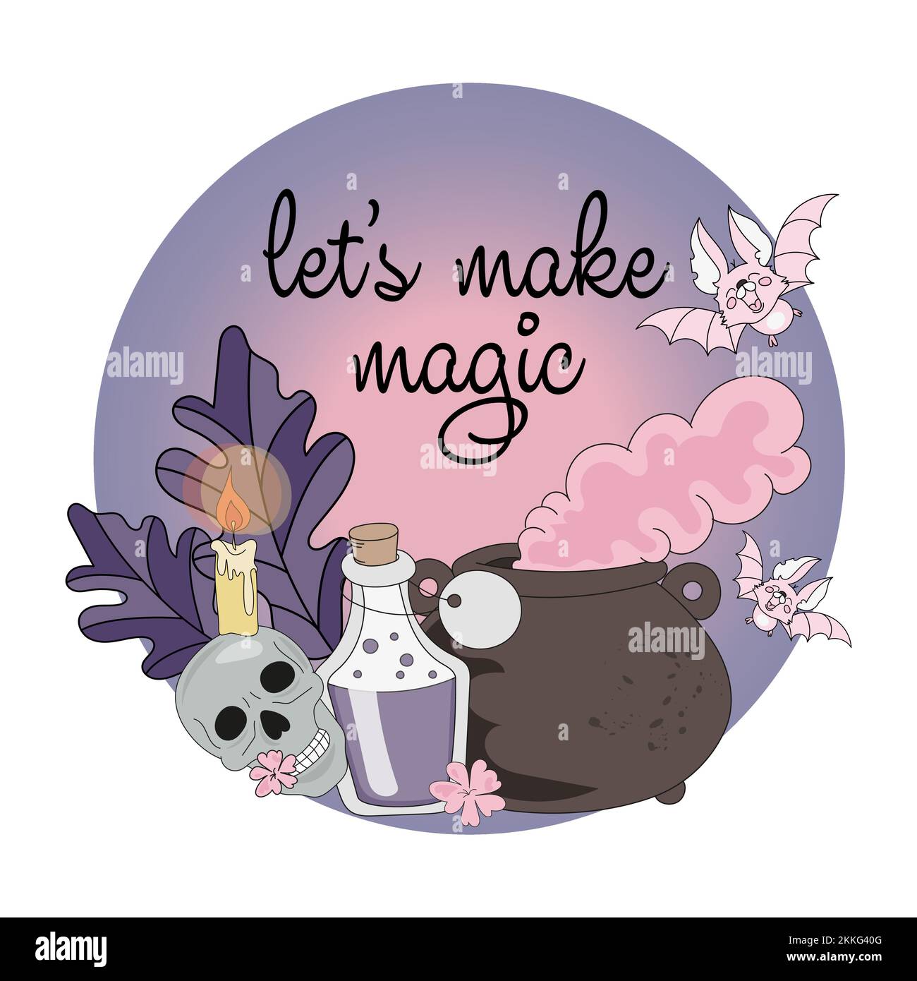 LETS MAKE MAGIC Halloween Mystic Holiday Cartoon Clip Art Vector ...