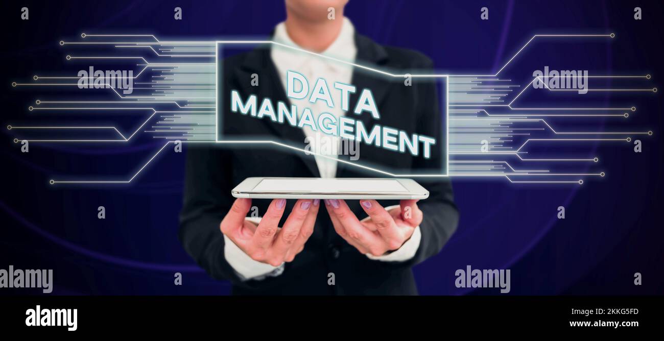 Inspiration showing sign Data Management. Word Written on disciplines related to managing data ...