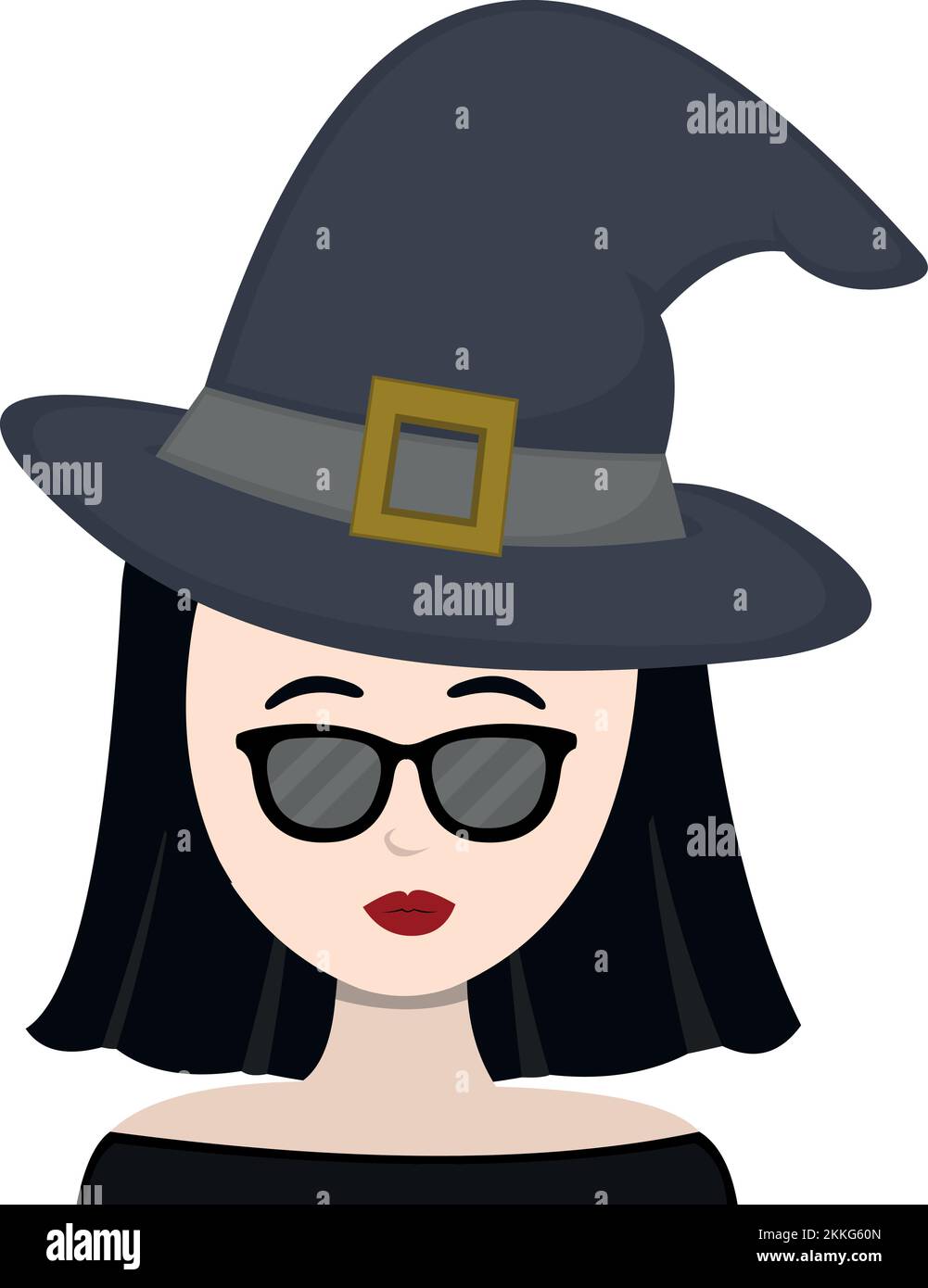 vector illustration of a cartoon witch with a cheerful expression and ...