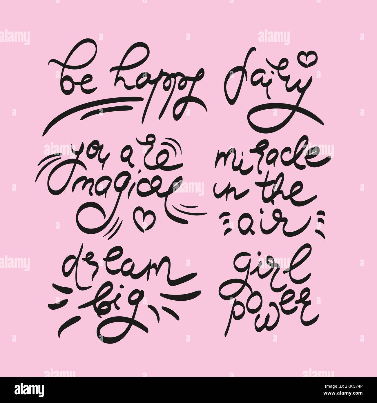 LETTERING ON PINK Handwriting Hand Drawn Clip Art Vector Illustration ...