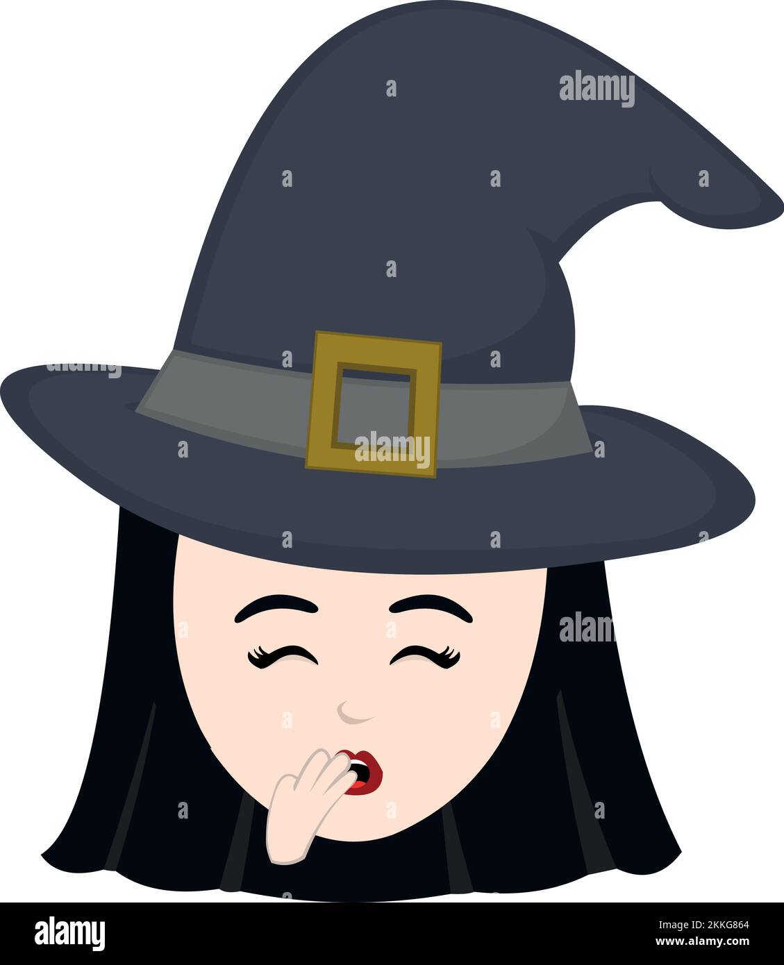 vector illustration of the face of a cartoon witch yawning with her ...