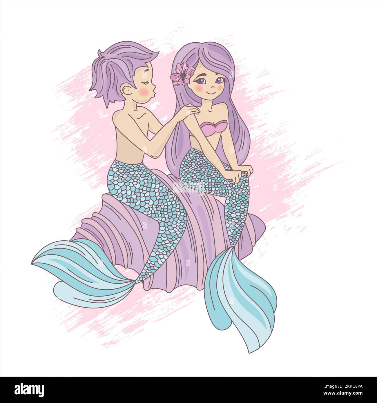 LOVE Mermaid Princess Girl And Boy Underwater Sea Cartoon Travel ...