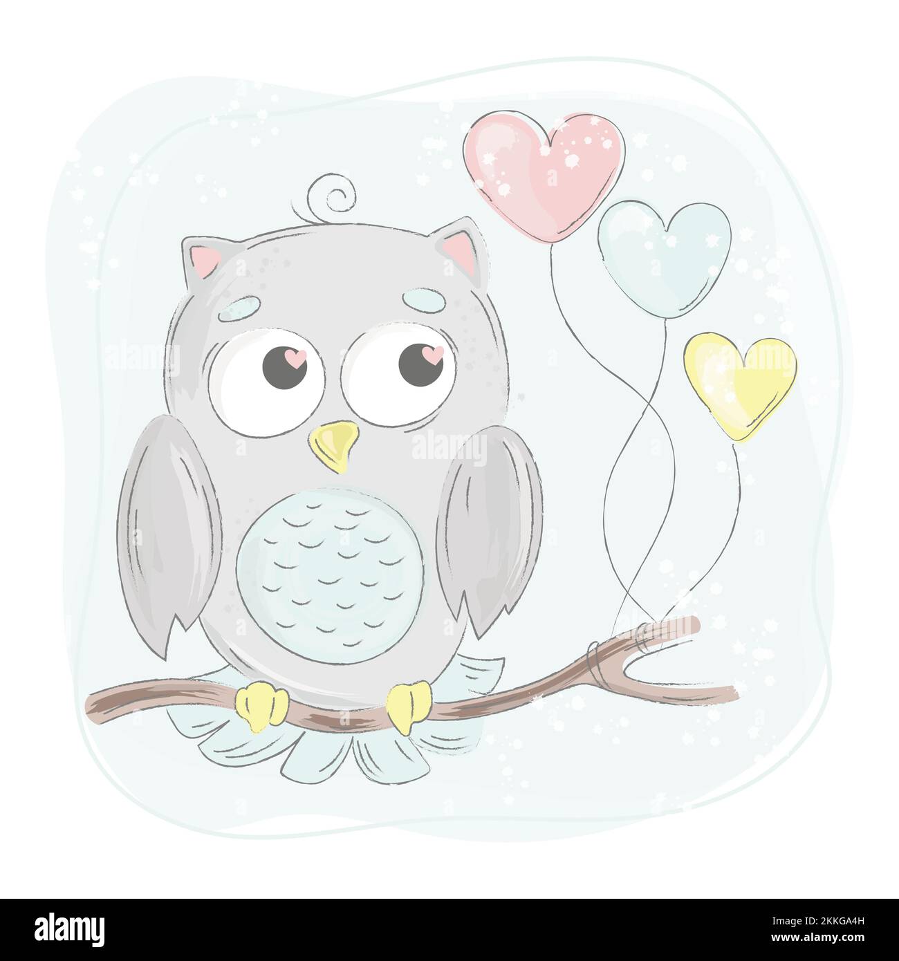 LOVE OWL Cartoon Bird Forest Funny Animal Hand Drawn Flat Style Clip ...