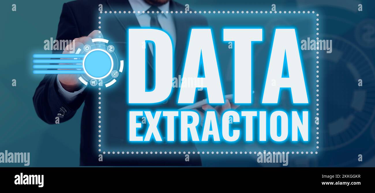 Sign displaying Data Extraction. Concept meaning act or process of ... Sign displaying Data Extraction. Concept meaning act or process of ...