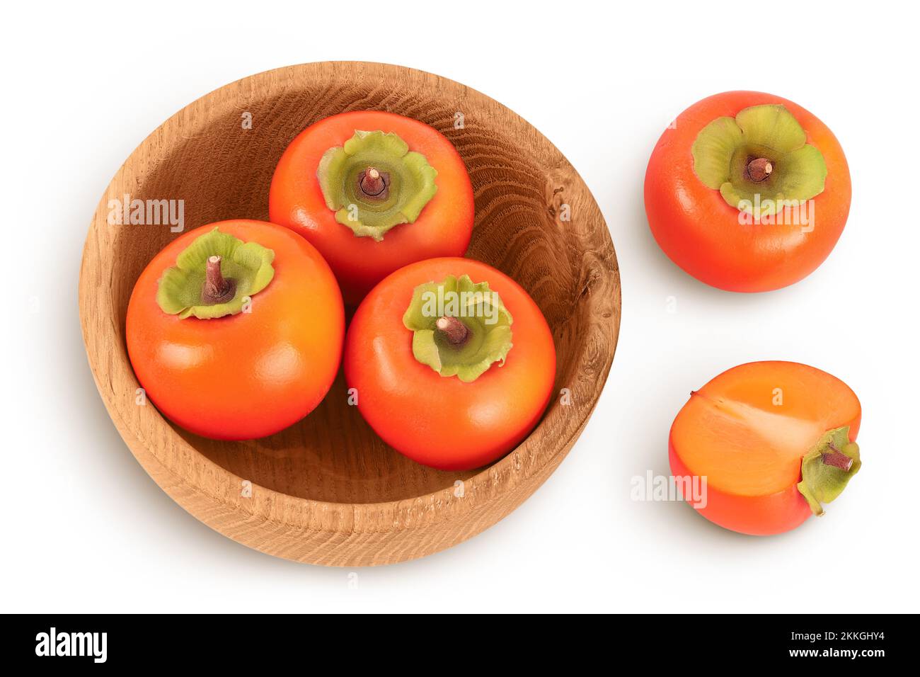 Persimmon fruit isolated on white background with full depth of field ...