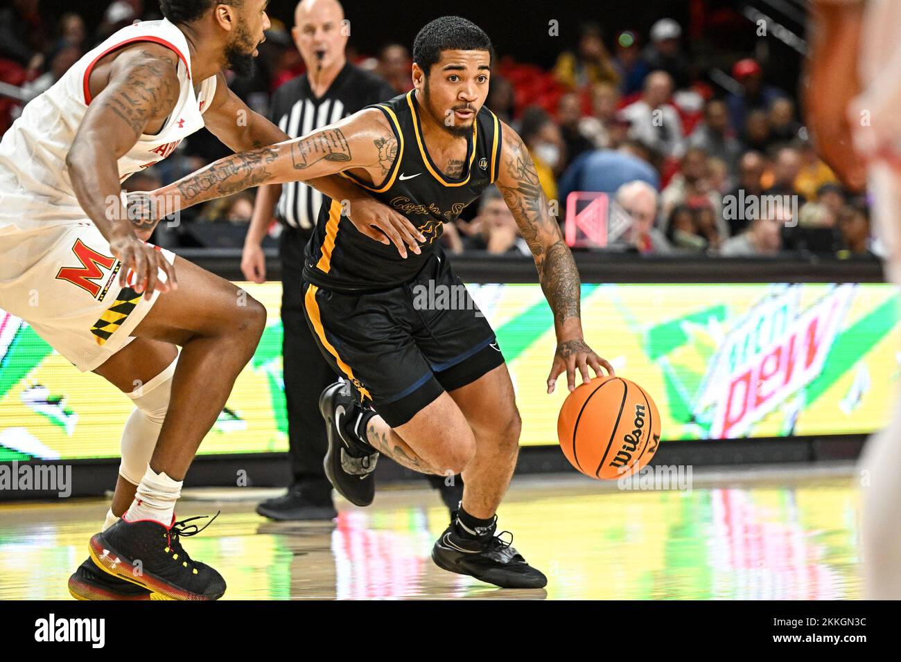 College Park, MD, USA. 25th Nov, 2022. Coppin State Eagles guard Sam ...