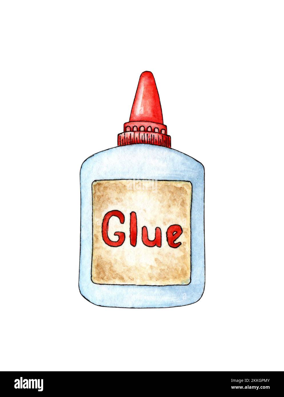 Watercolor illustration of PVA glue packaging. "Back to School" Art ...