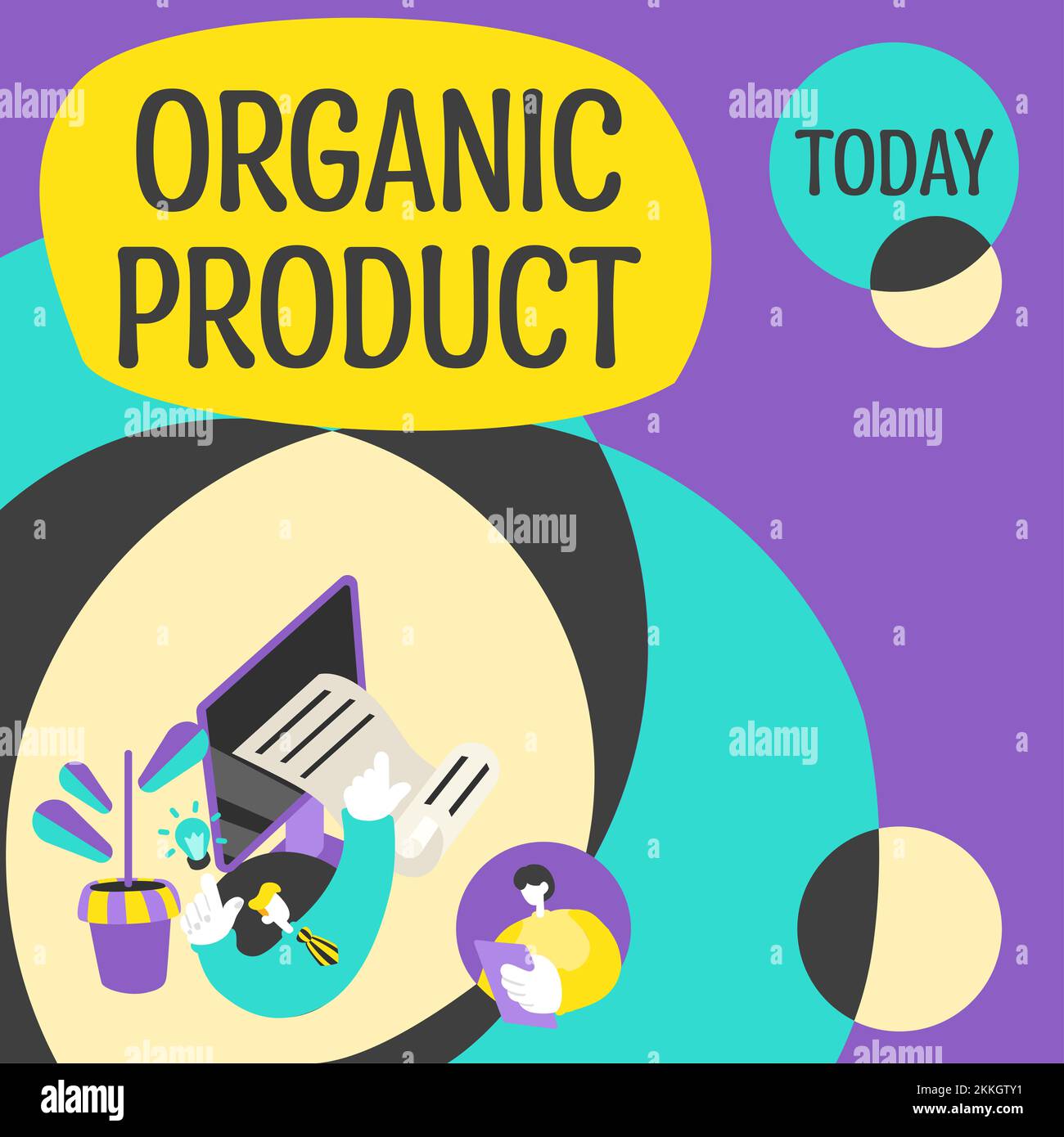 Sign displaying Organic Product. Word Written on made from materials ...