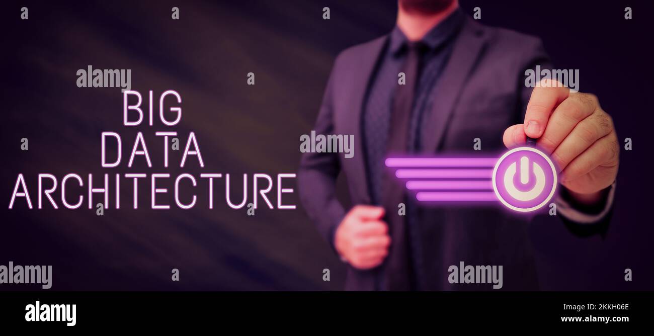 Text Sign Showing Big Data Architecture Word Written On Designed To Handle The Analysis Of Too