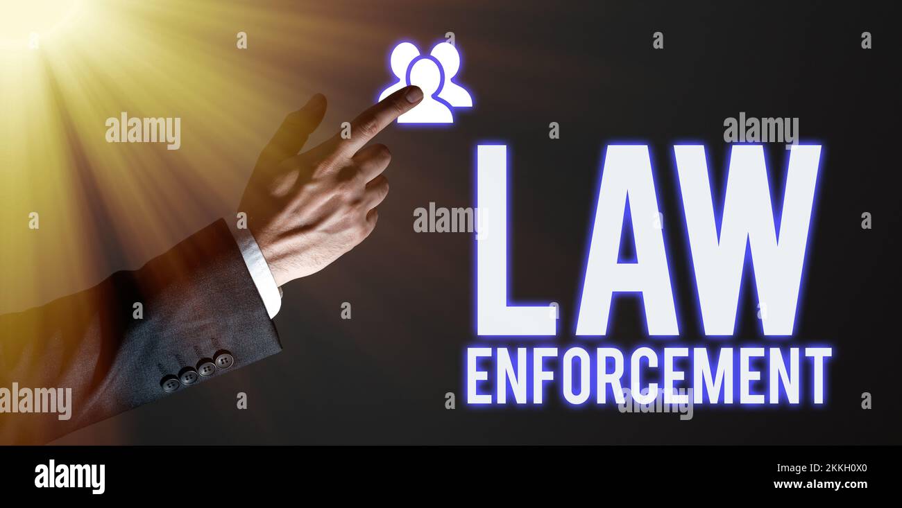 Text caption presenting Law Enforcement. Business approach activity of ...