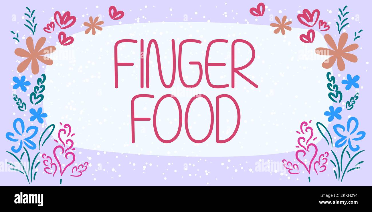 Text caption presenting Finger Food. Business concept products and ...