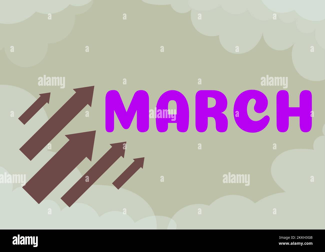 Hand writing sign March. Word Written on third month year where spring ...