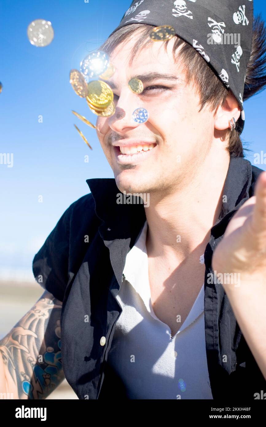 Financial Planning And Wealth Concept See A Pirate Throw Gold Coins ...