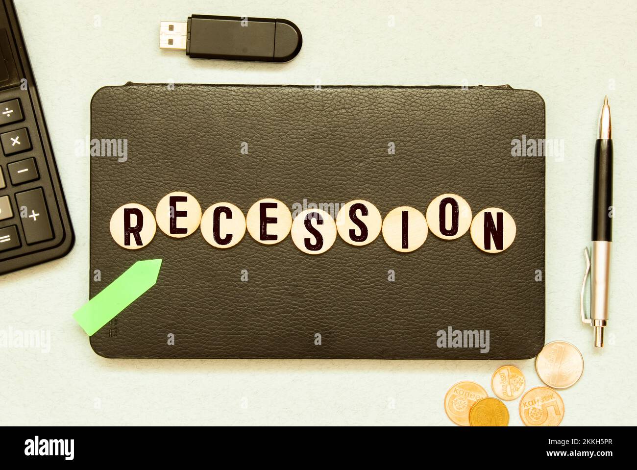 Recession up or down symbol. Concept word Recession and up and down ...