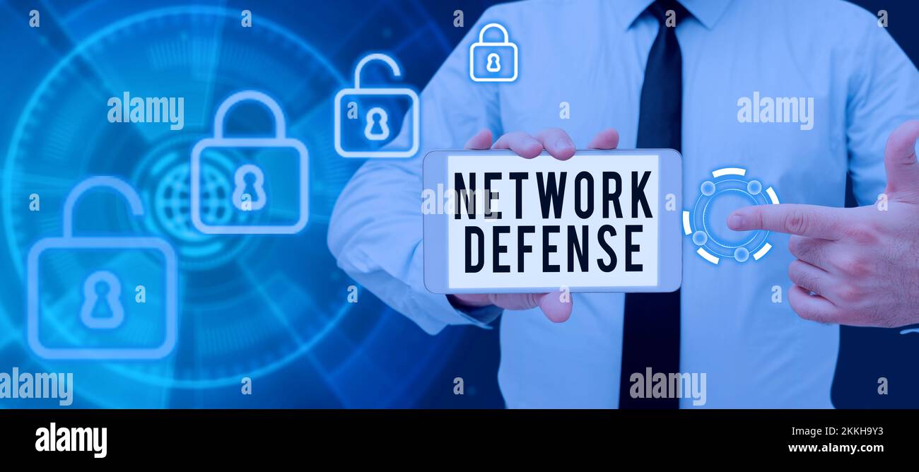 Text showing inspiration Network Defense. Business showcase easures to ...