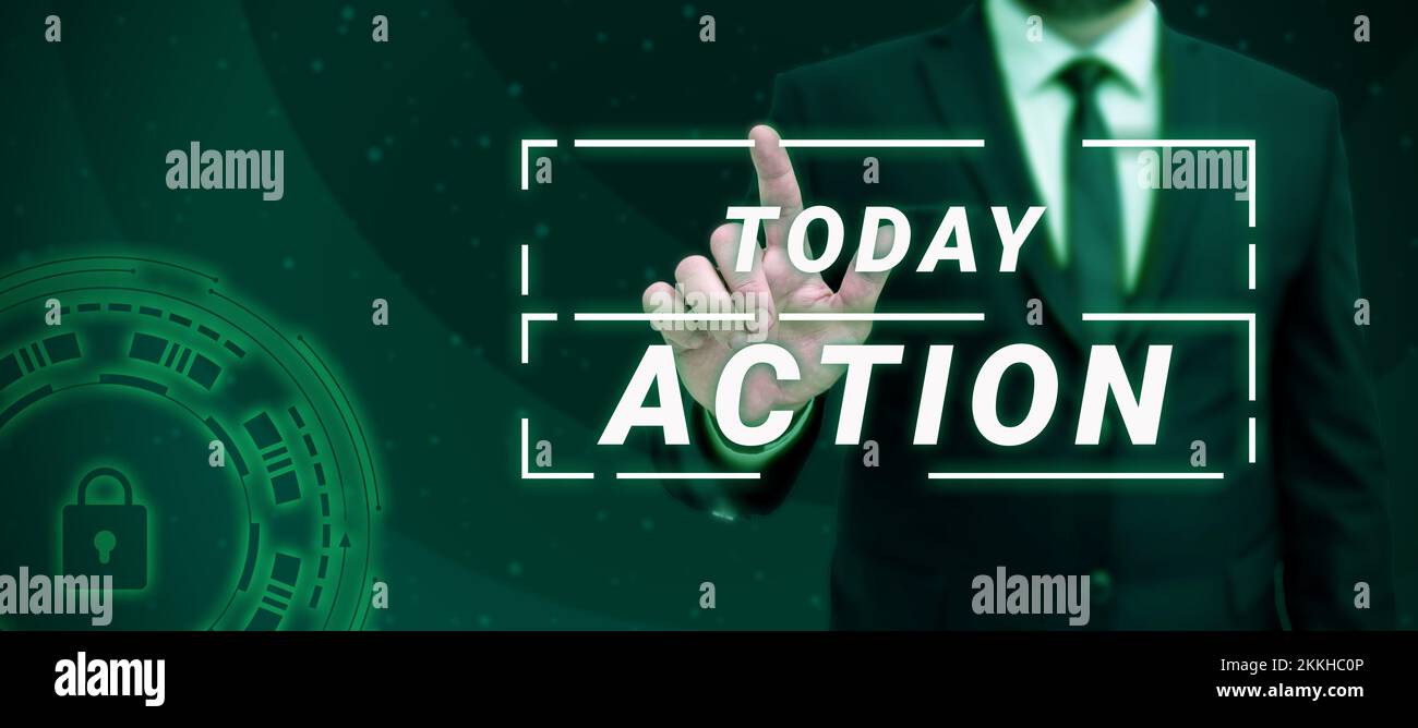 Conceptual caption Action. Business idea fact or process doing ...