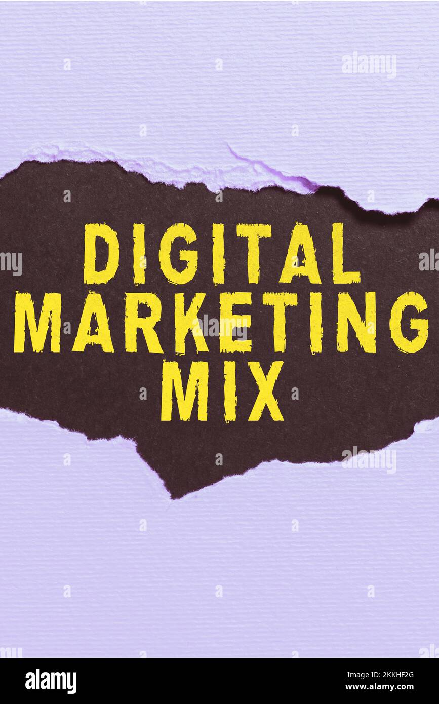 Sign displaying Digital Marketing Mix. Concept meaning Set of actions ...