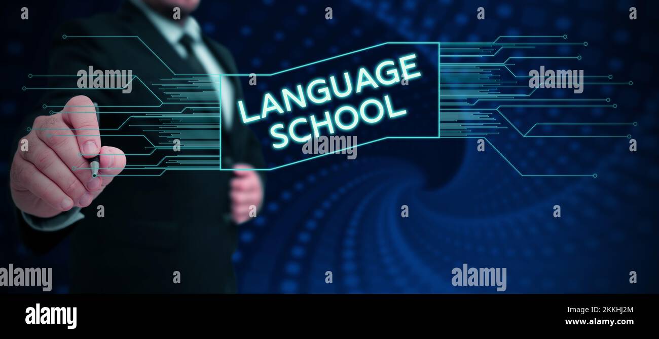 Handwriting text Language School. Business idea educational institution ... Handwriting text Language School. Business idea educational institution ...