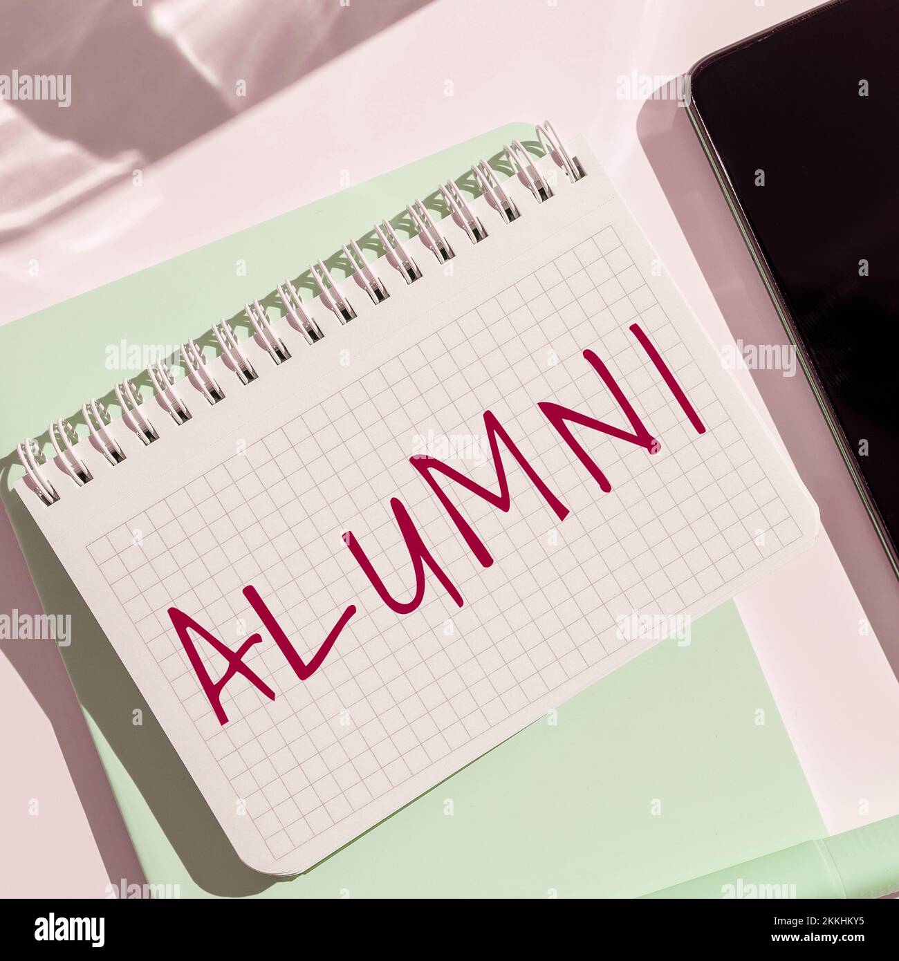 Text caption presenting Alumni. Internet Concept former pupil or ...