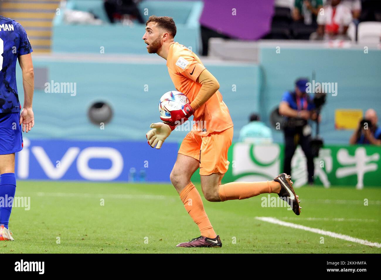 Doha, Qatar. 25th Nov, 2022. Goalkeeper of USA Matt Turner during the ...
