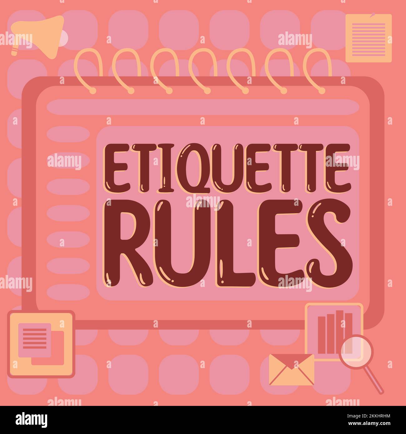 Writing displaying text Etiquette Rules. Concept meaning customs that ...