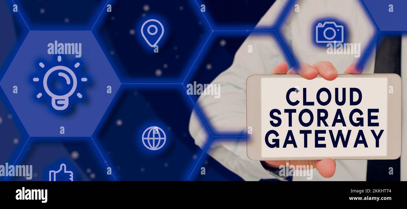 Sign displaying Cloud Storage Gateway. Business showcase Server which ...