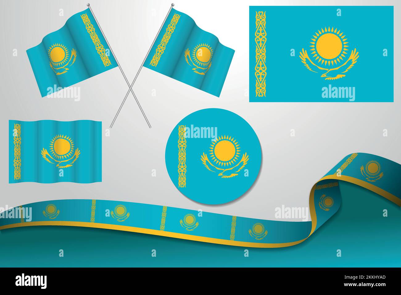 Kazakhstan national flag collection Stock Vector Images - Alamy