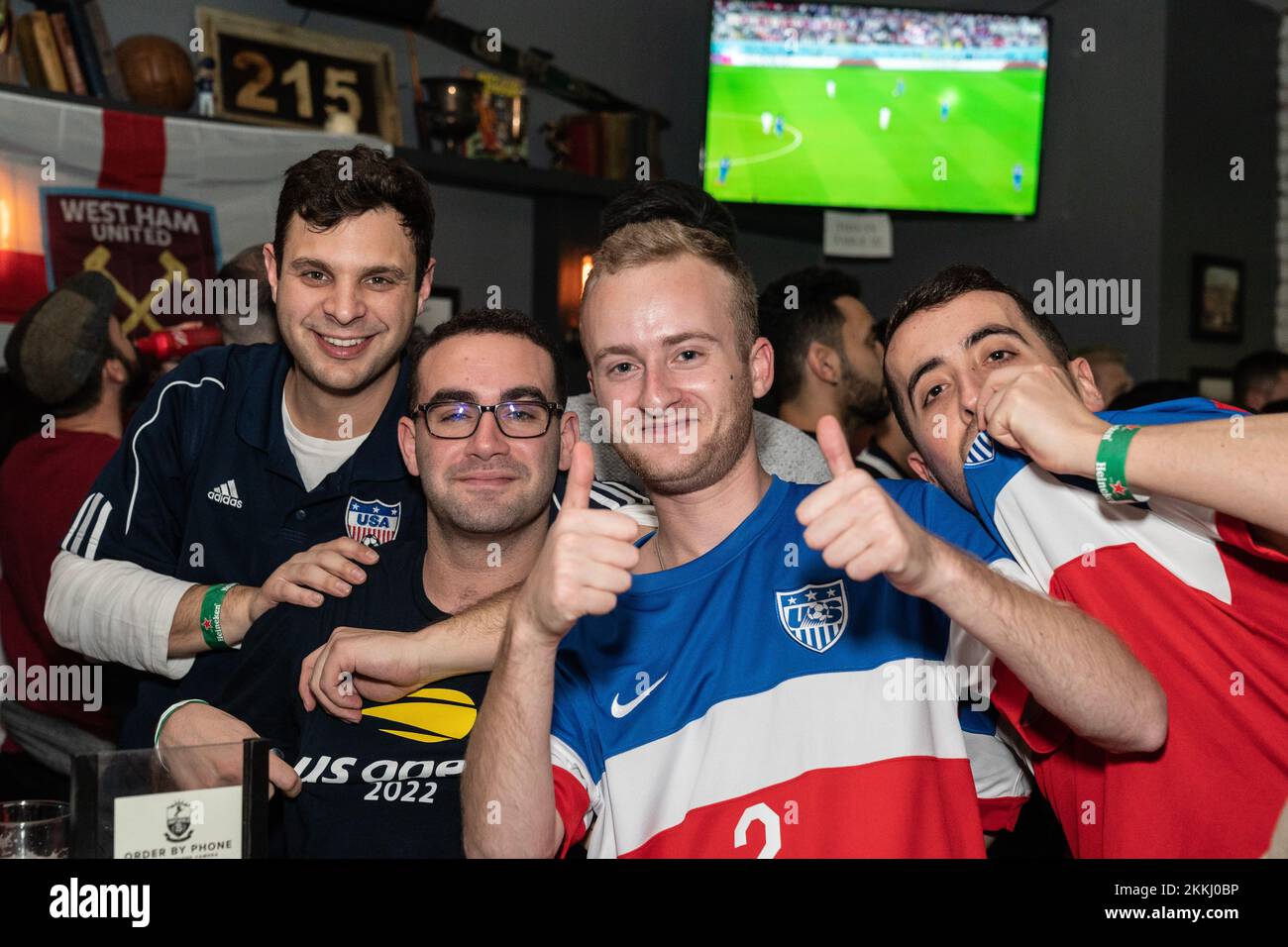 Fans of USA and England football teams cheer during their match at ...