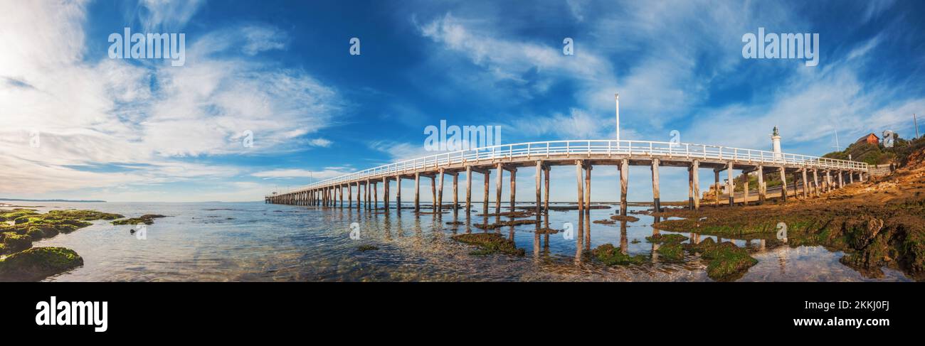 Wide view of Point Lonsdale Jetty, Bellarine Peninsula, Victoria ...