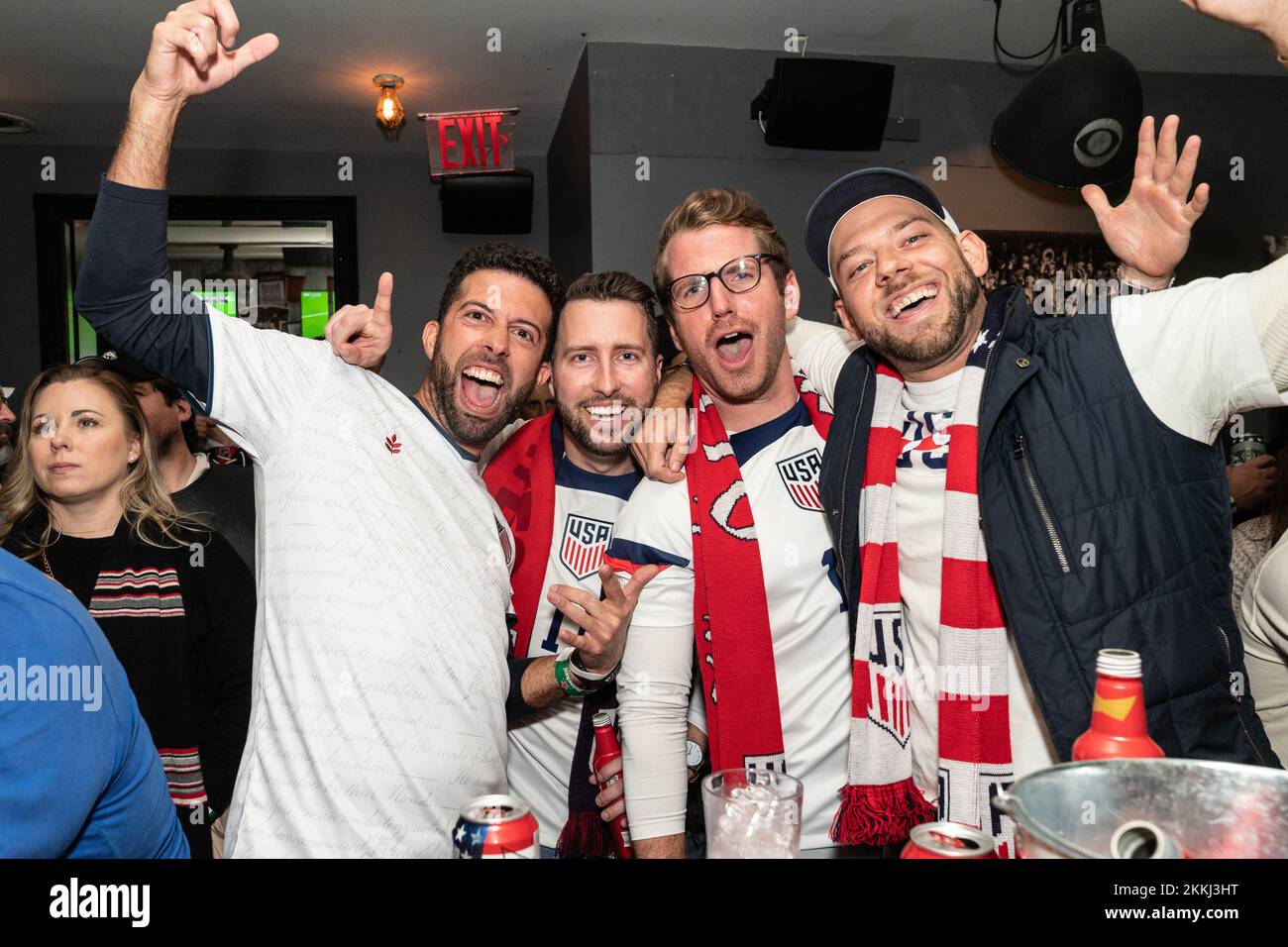 Fans of USA and England football teams cheer during their match at ...