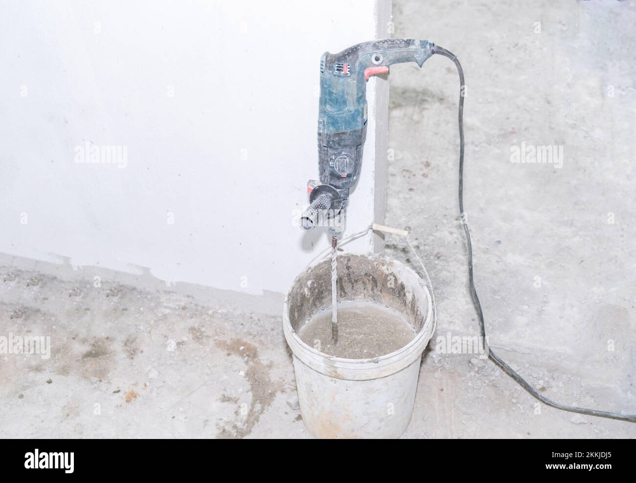 Mixing mortar with a construction mixer for brick mansonry in building ...