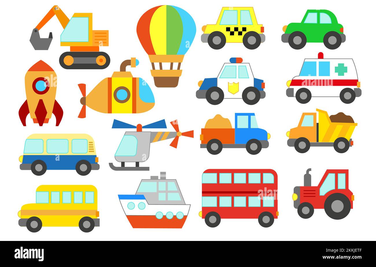Set of toy vehicles. Vector illustration in a flat style Stock Vector ...
