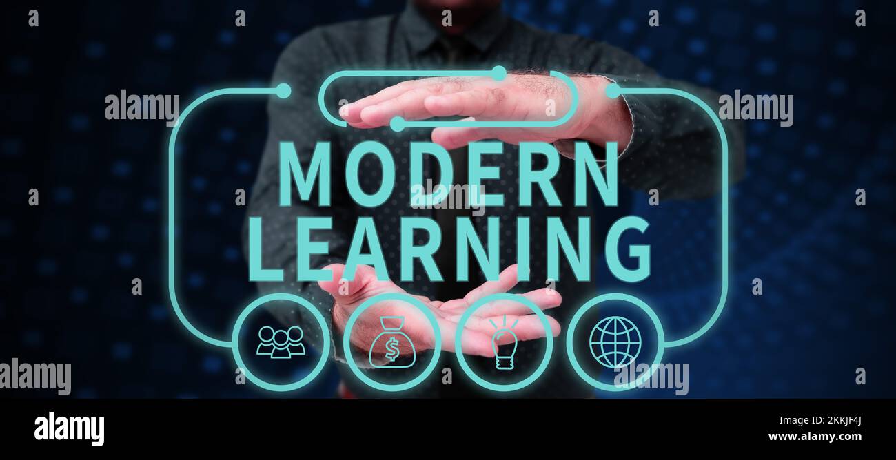 Hand writing sign Modern Learning. Business overview flexible and agile ...