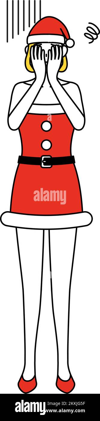 Simple line drawing illustration of a woman dressed as Santa Claus ...