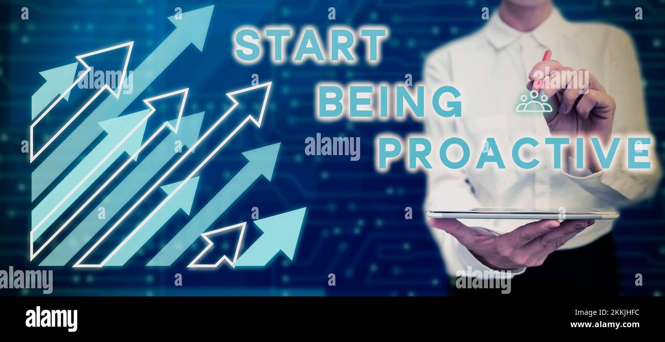 Conceptual display Start Being Proactive, Business approach Control ...