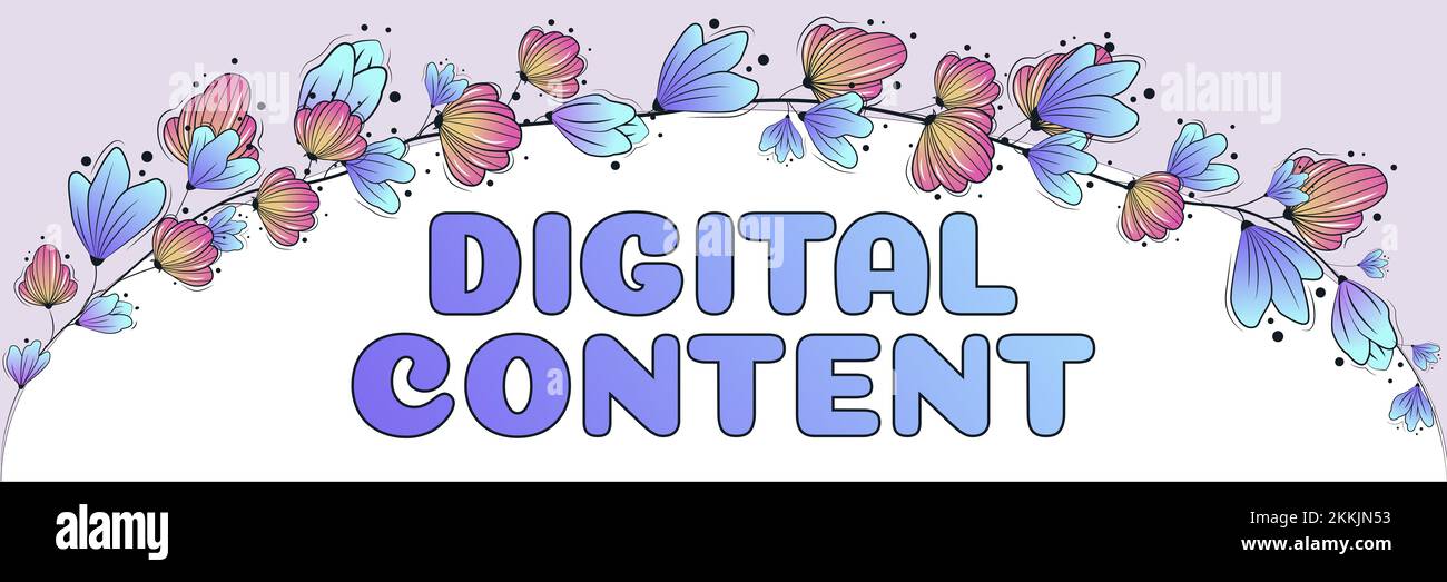 Conceptual display Digital Content. Word Written on any content that ...