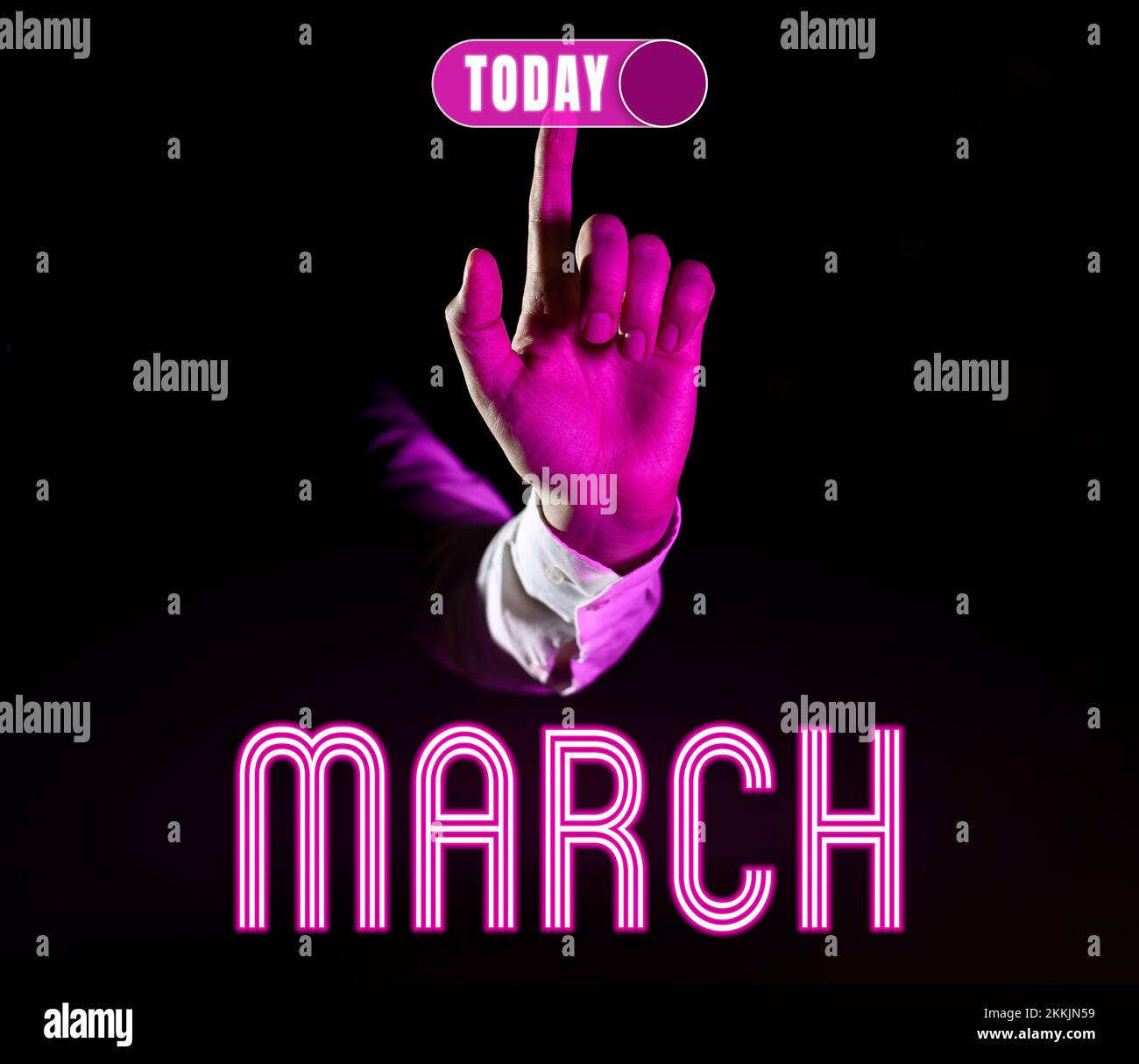 Hand writing sign March. Business concept third month year where spring ...