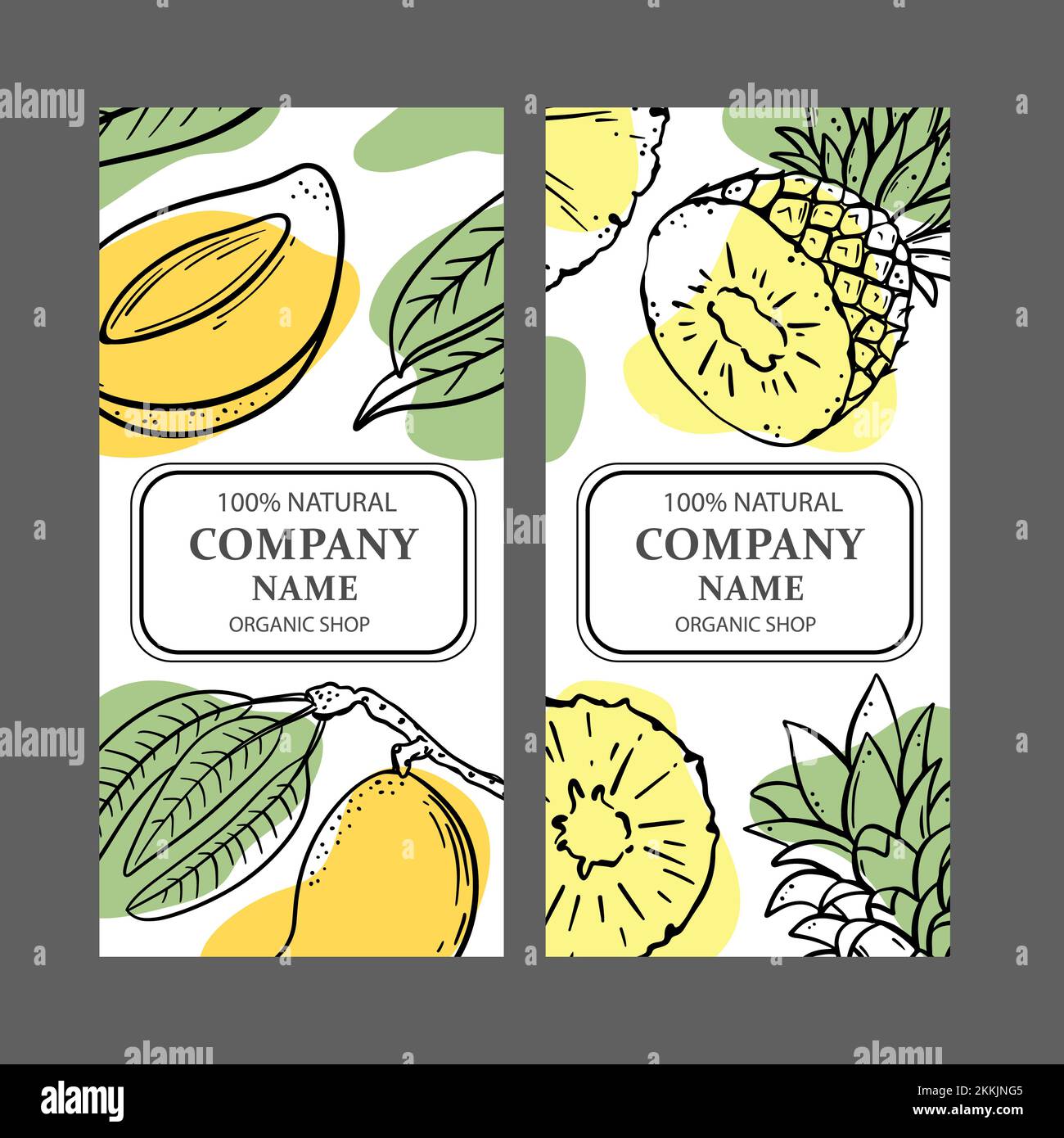 MANGO PINEAPPLE LABELS Design Of Stickers For Shop Of Organic Natural ...