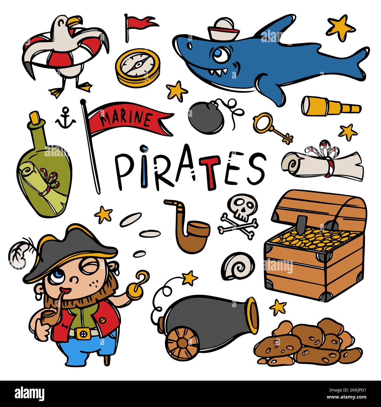 Marine treasure vector vectors hi-res stock photography and images - Alamy